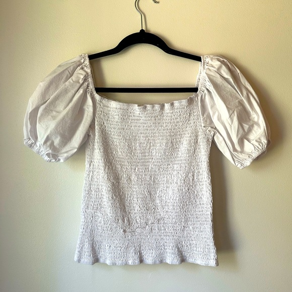 Tops | Smocked Top With Puff Sleeves | Poshmark
